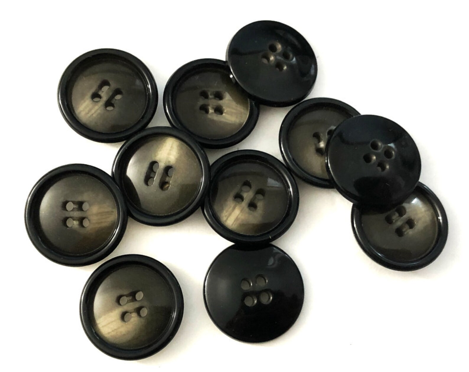10 Buttons 19.5 Mm Black/beige 4-hole - Etsy