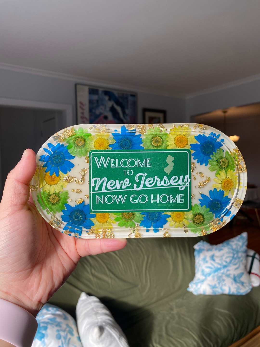 Welcome to New Jersey Now Go Home - Floral Tray - Etsy