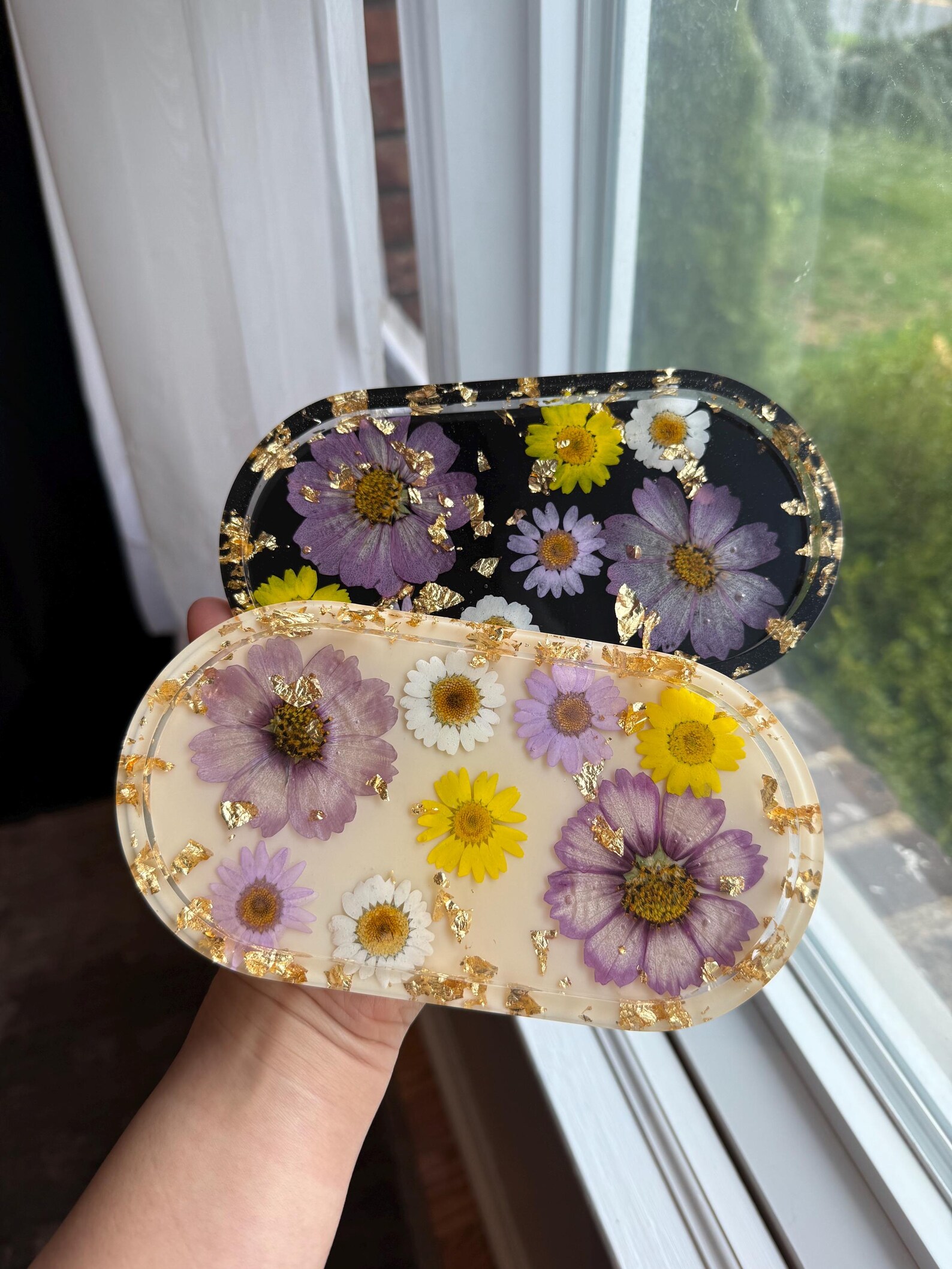 Cosmo Flower Oval Tray - Real Pressed Flowers - Decorative Tray ...