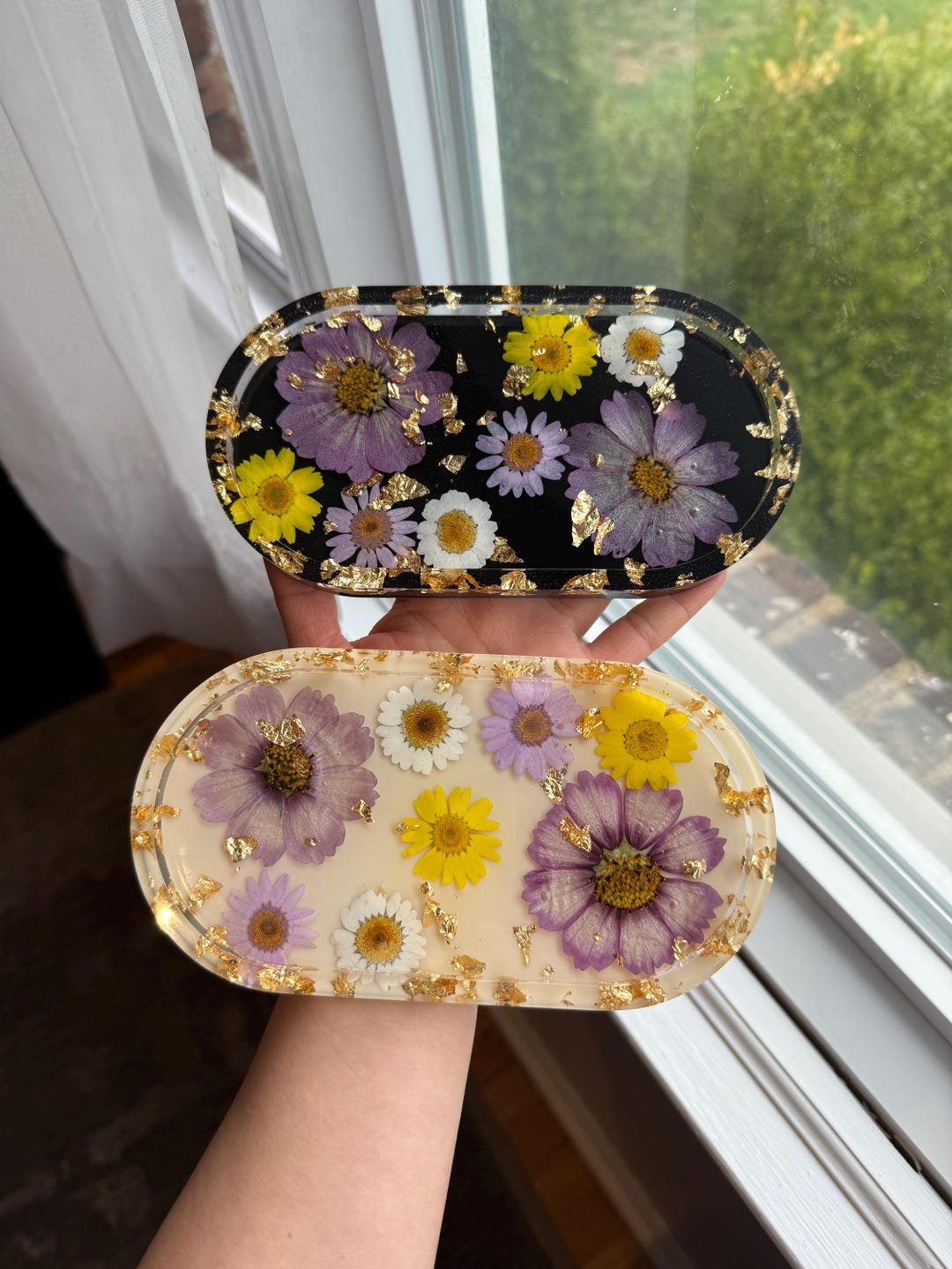 Cosmo Flower Oval Tray - Real Pressed Flowers - Decorative Tray ...