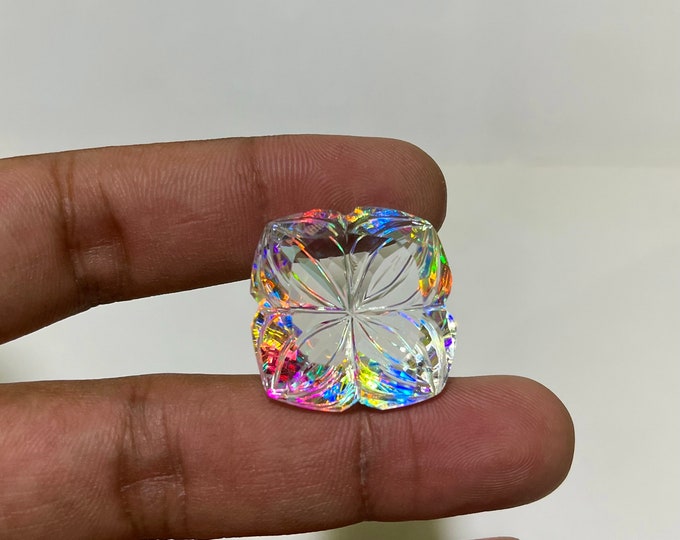 Magical Mystery Topaz Gemstone Fantasy Cut Curved Stone 26x26mm Cushion ...