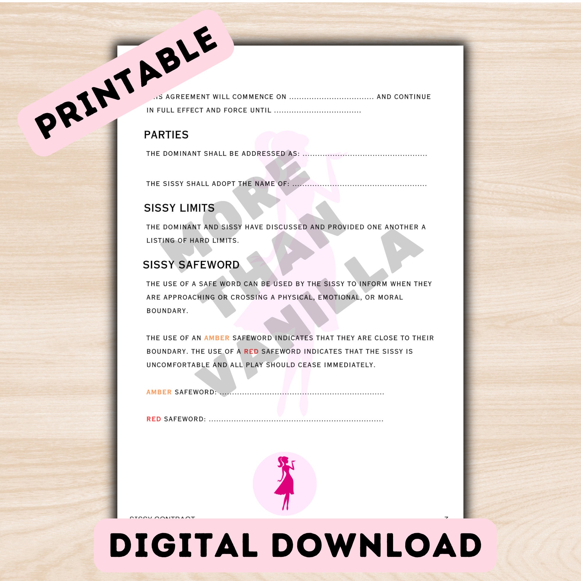 Sissy Contract, Feminization Agreement, BDSM Roleplay Document ...