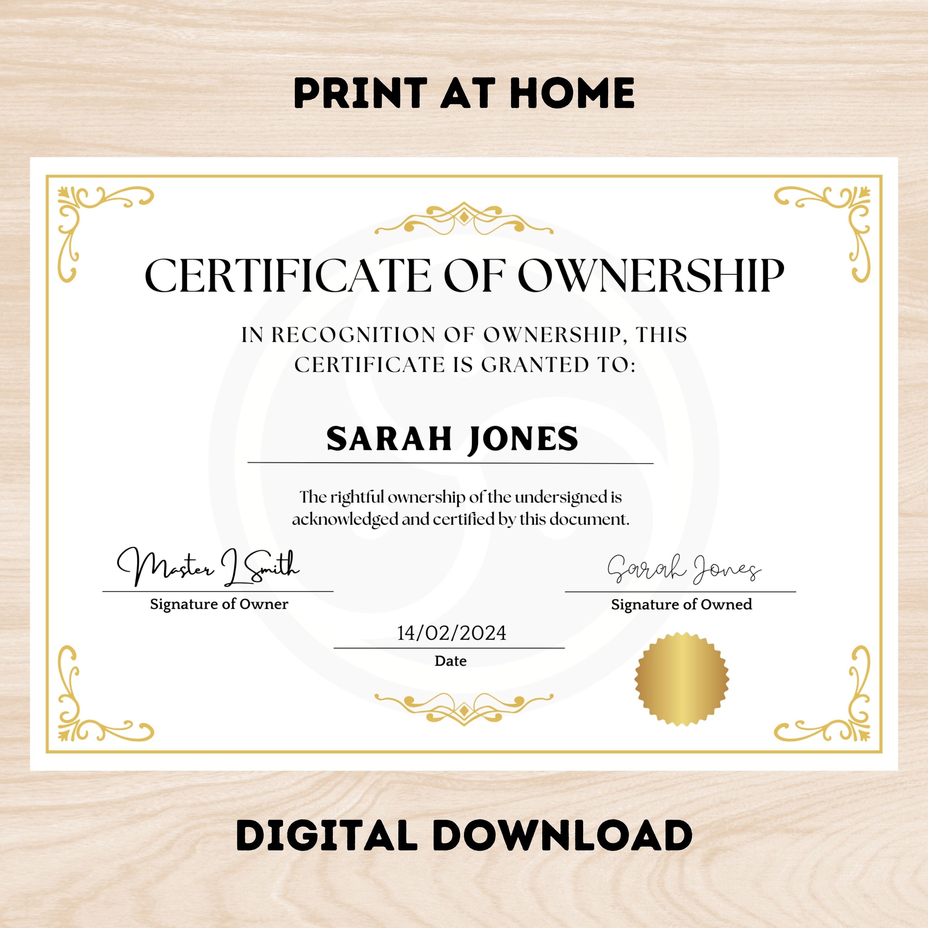 BDSM Ownership Certificate, Kinky, Dom, Sub, Domme, Submissive, Fetish, Printable, Slave, Master ...