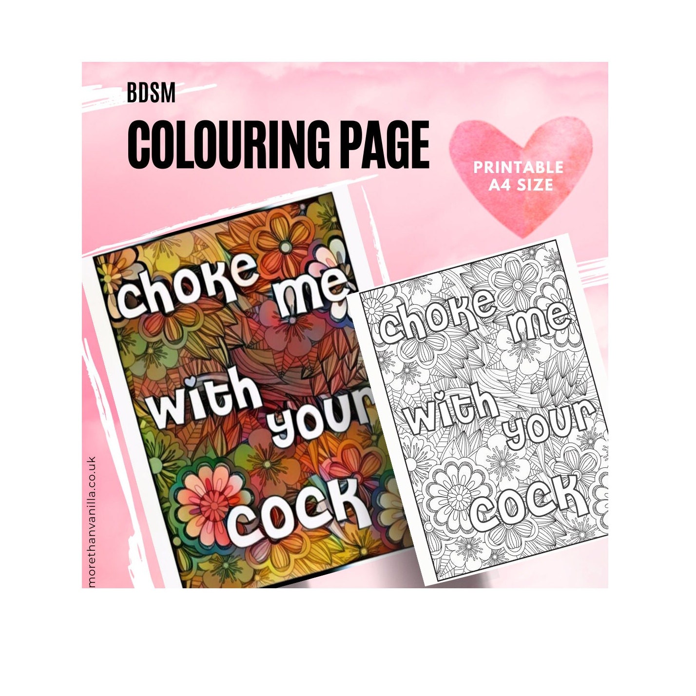 Choke Me With Your C*ck - BDSM / Bondage Colouring Art for Adults - Etsy