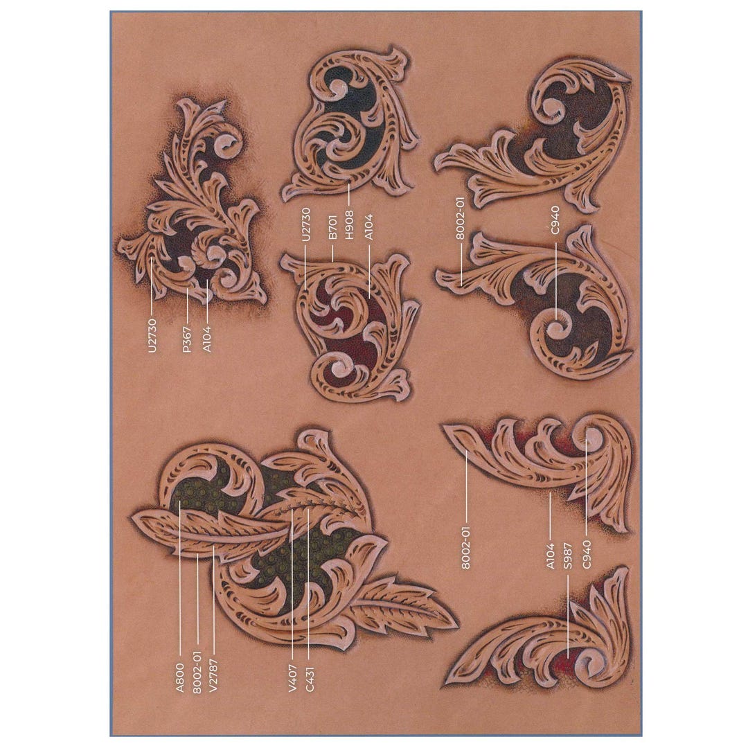 Corner Designs #2 Easy Trace Reusable Leather Tooling Pattern Makeraid ...