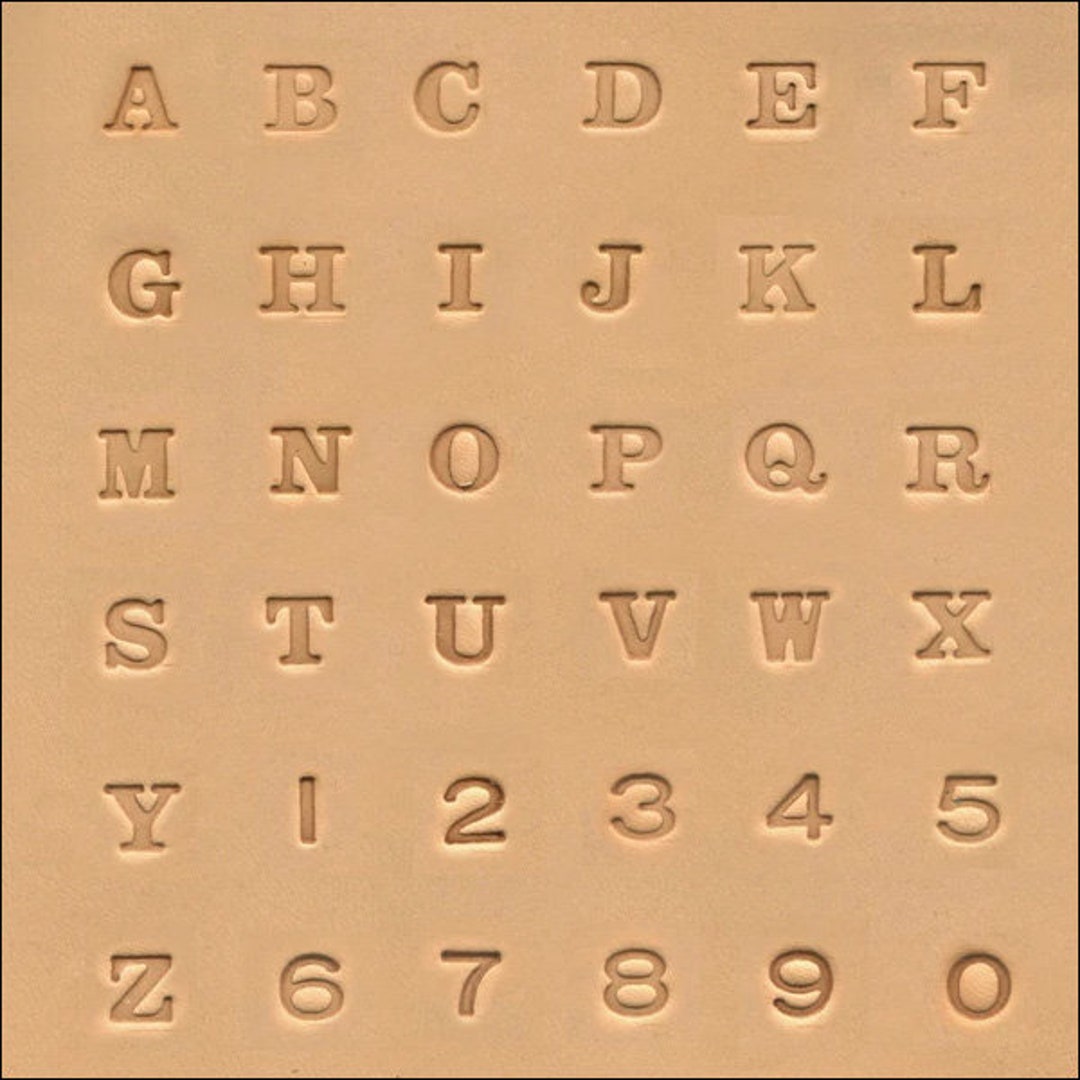 1/4" (6.4mm) Classic Serif Font Alphabet & Number Leather Stamp Set ...