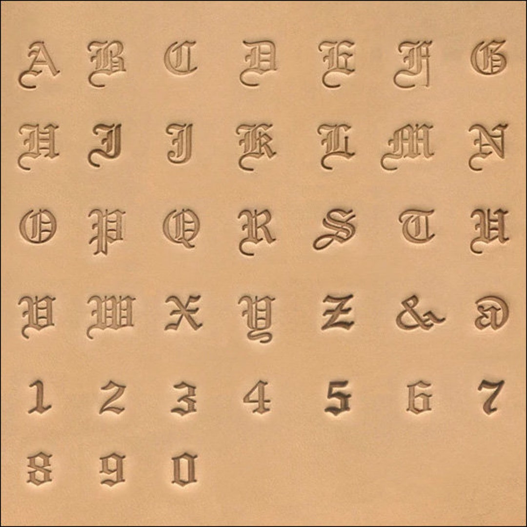 1/4" (6.4mm) Old English Font Alphabet & Number Leather Stamp Set 8142 ...
