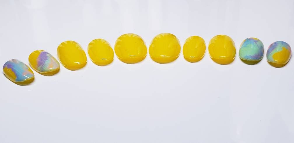 Yellow Marble Nails Yellow Graffiti Presson Nails - Etsy