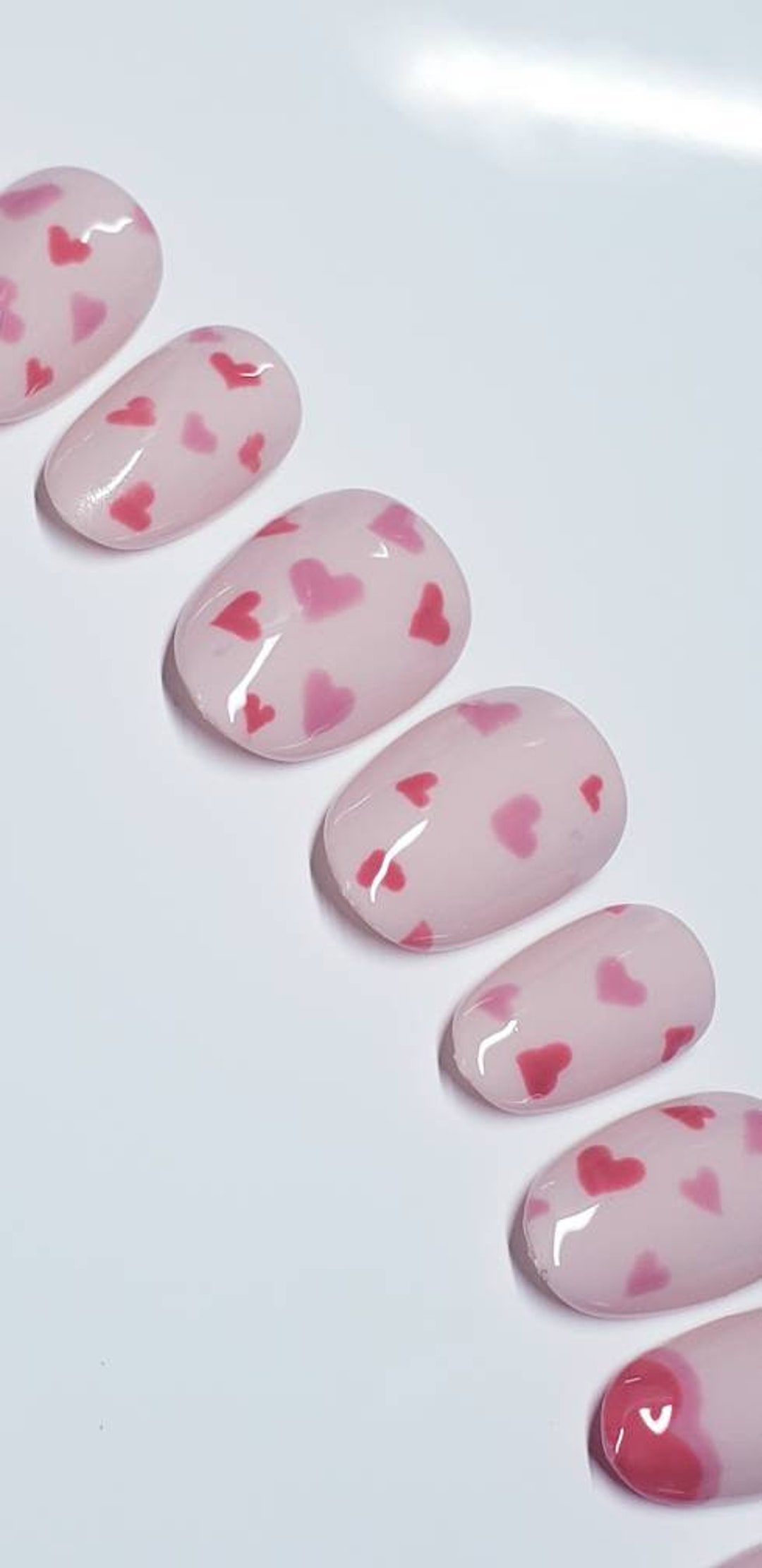 Sweet Heart Rounded Presson Nails - Etsy