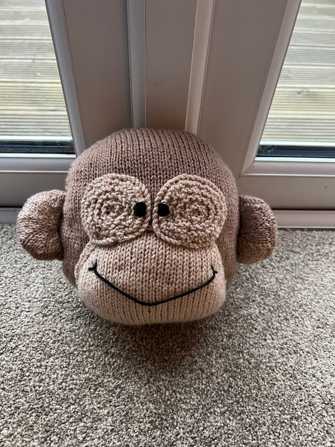 Hand Knitted Cheeky Monkey Cushion - Etsy UK