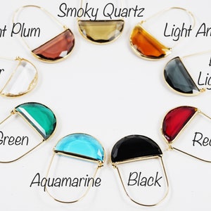 Half Moon Artisan Hand Blown Faceted Glass Hoop Earrings Crescent Moon ...