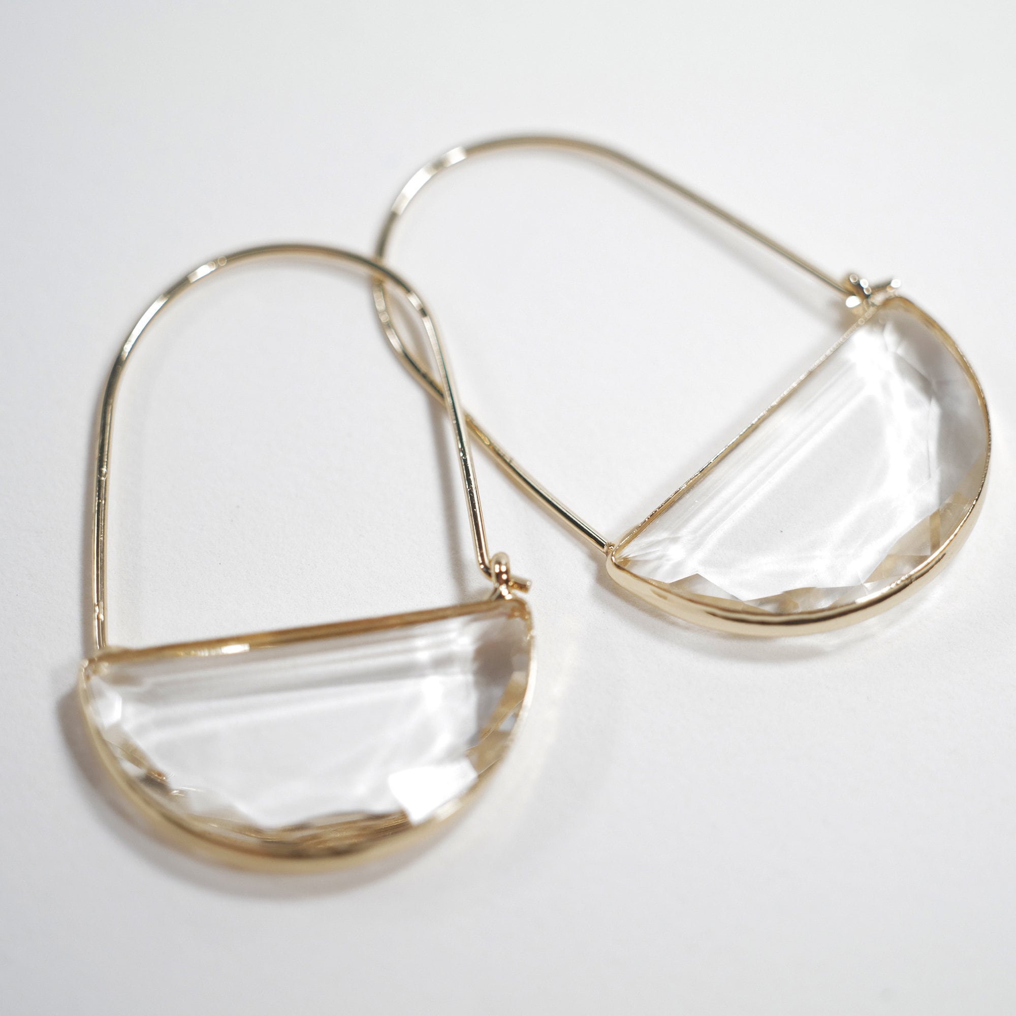 Half Moon Artisan Hand Blown Faceted Glass Hoop Earrings Crescent Moon ...