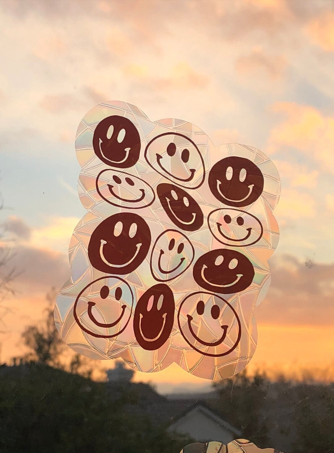 Smiley Face Sun Catcher Sticker, Smile Suncatcher Window Cling ...