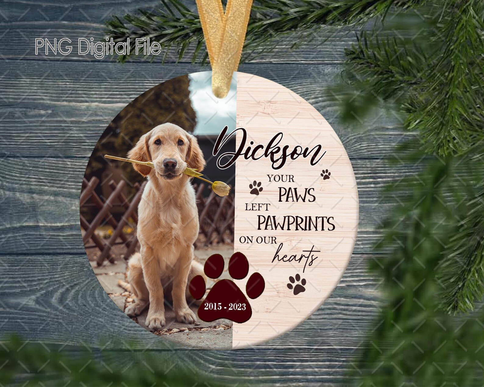 Dog Memorial Photo Ornament PNG With Name, Dog Memorial Ornament Png ...