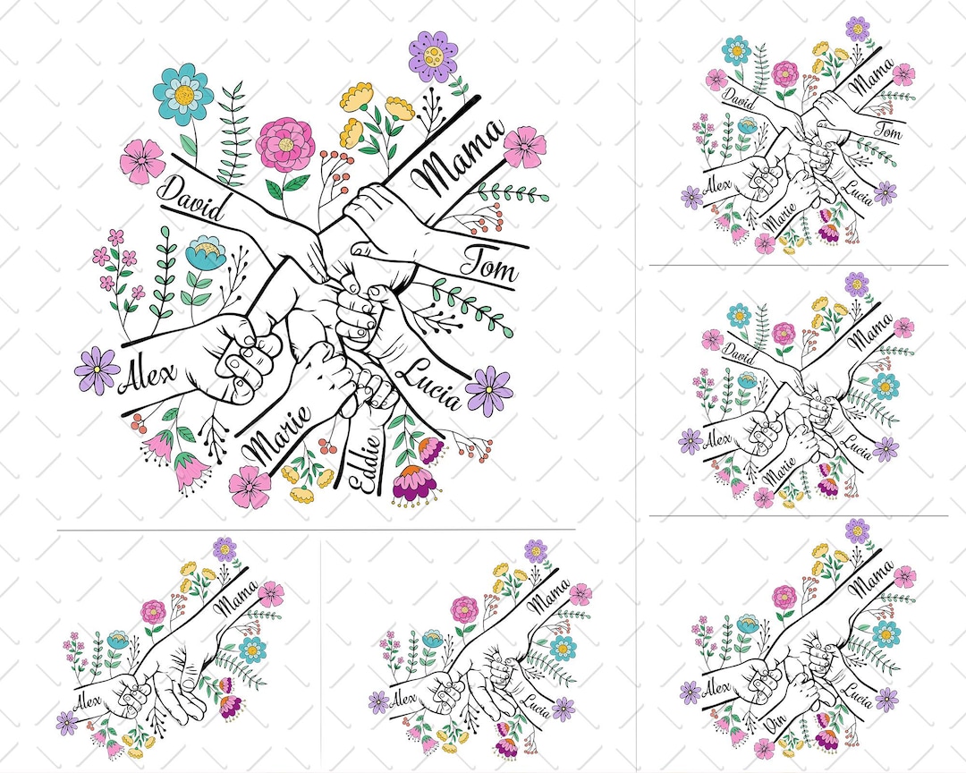 Mom Holding Hands With 2 3 4 Kids Png Digital Download Mother S Day