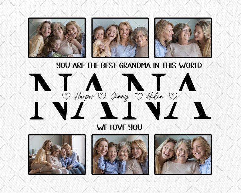 Grandma Photo Collage Png, Gift for Grandma, Grandmother Picture ...