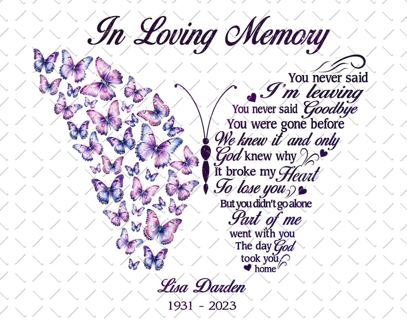 In Loving Memory Png, Butterfly Memorial Png, Memorial Png, Mom Grandma ...