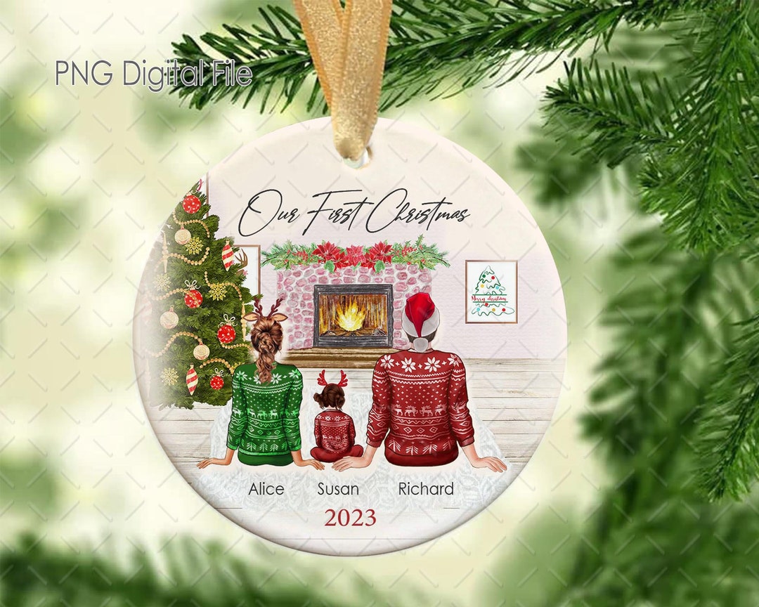 Custom Our First Family Christmas Ornament Png, Family of Three ...