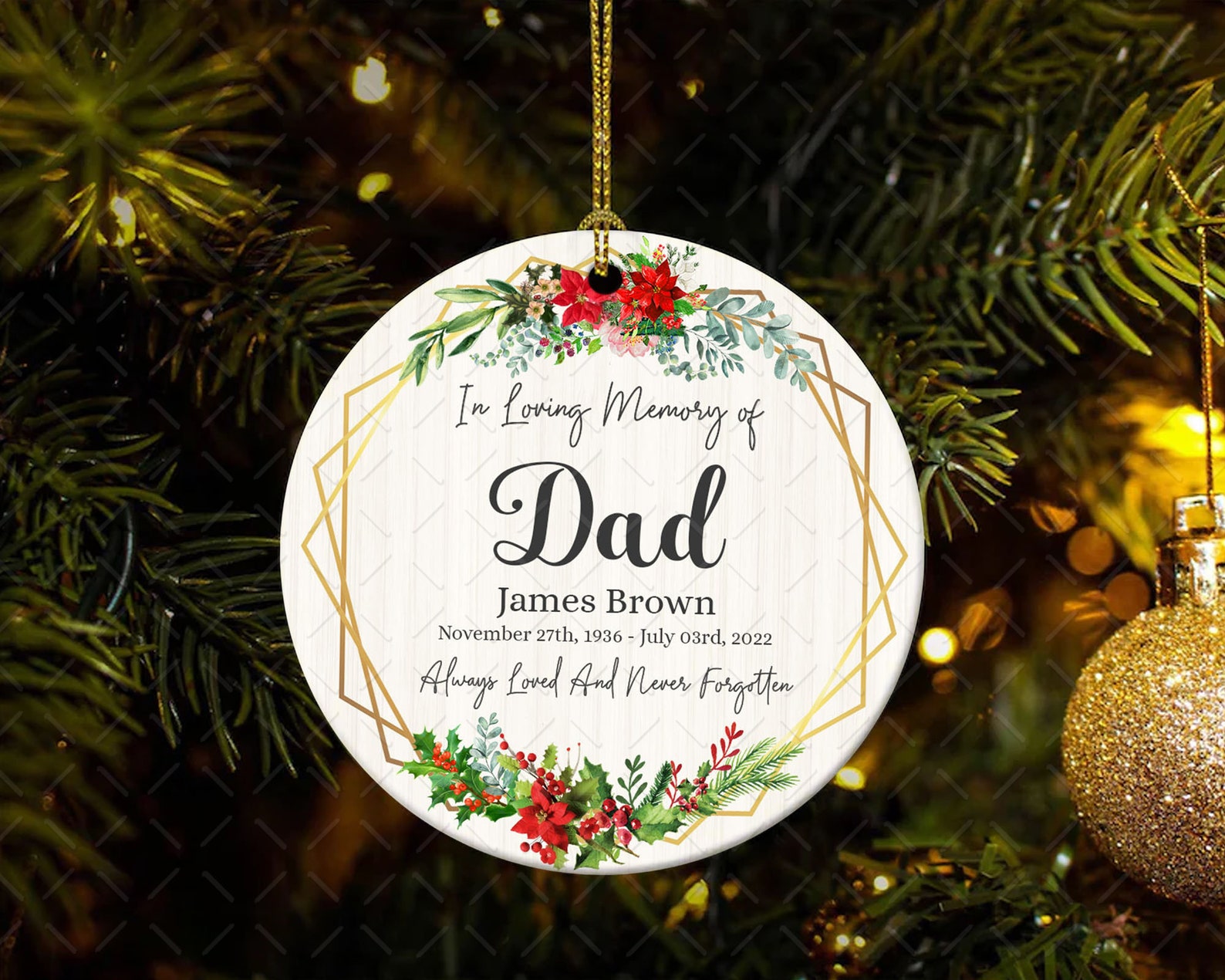 Dad Memorial Ornament Personalized PNG Sublimation in Memory - Etsy