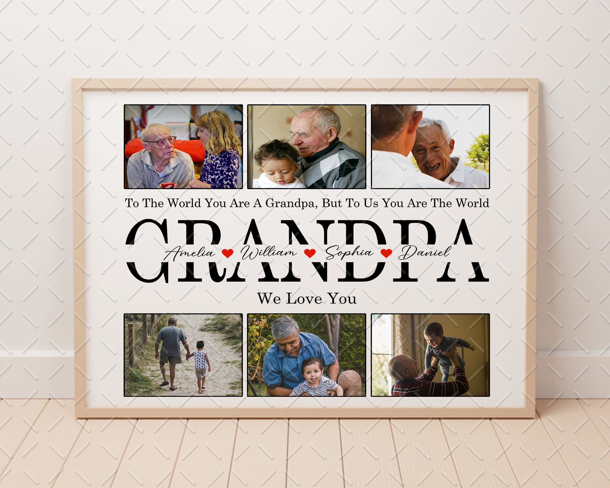 Grandpa Photo Collage Png, Father's Day Gift, Custom Gift for Grandpa ...