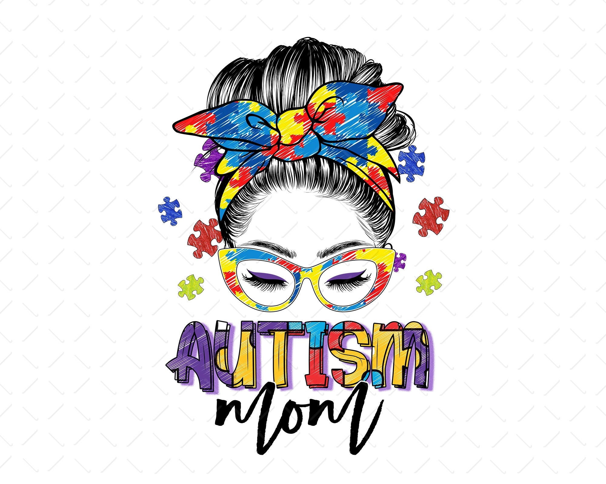 Autism Mom Png Mom Life Png Mom Png Autism Png Messy Bun | Etsy