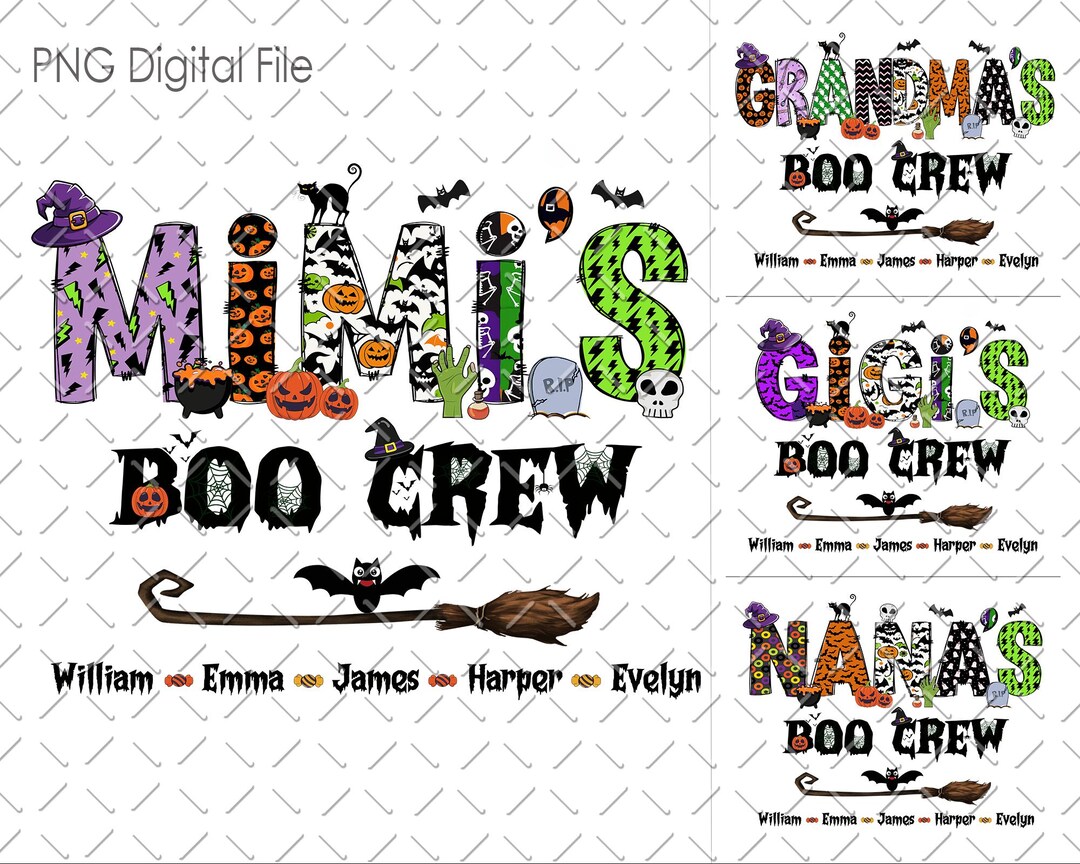 Mimi Halloween Boo Crew Png, Grandma Spooky Halloween Png, Halloween ...