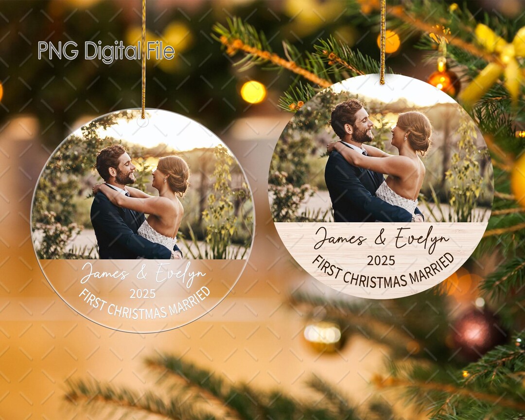 First Christmas Married Photo Ornament Png, Our First Christmas Married ...