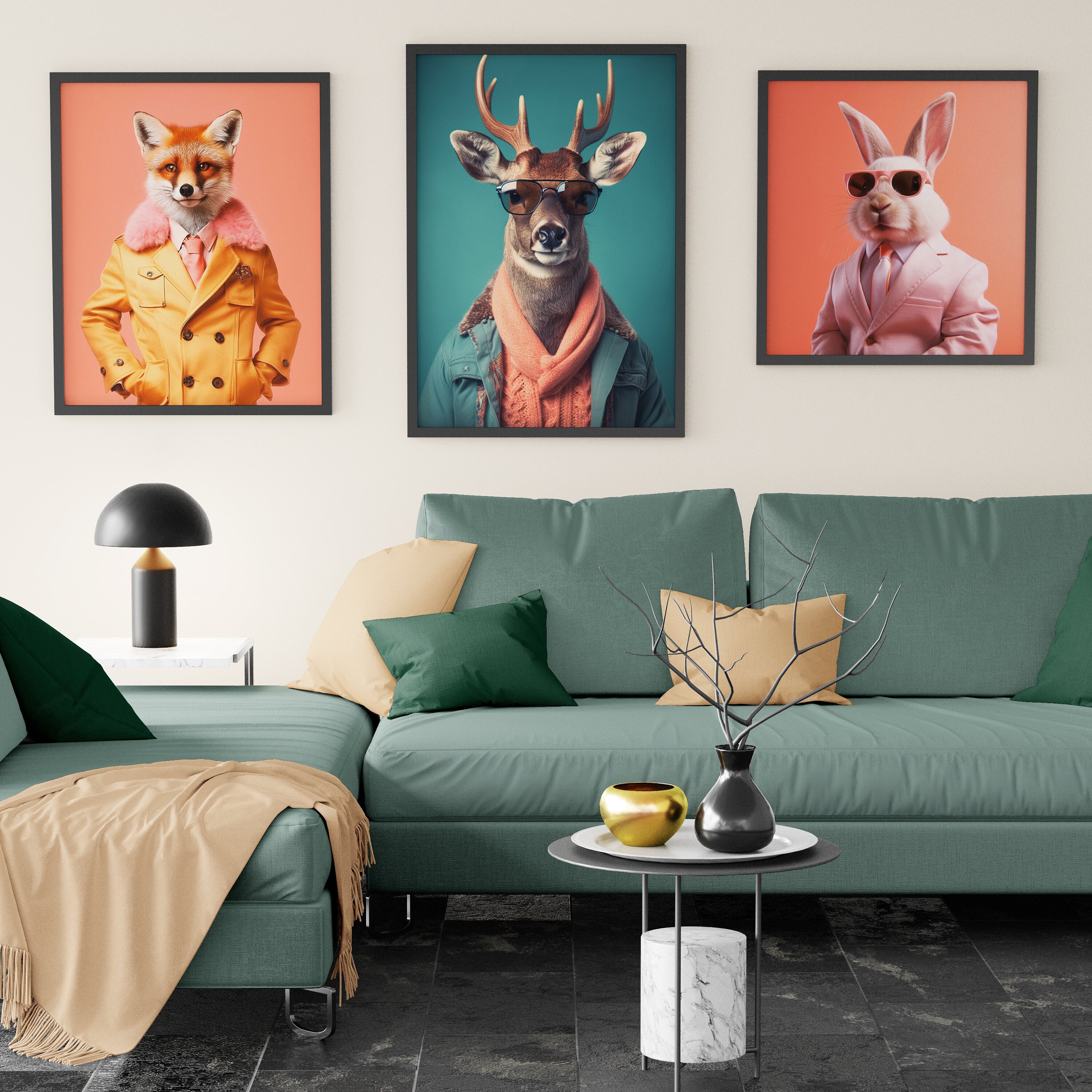 Digital Quirky Home Wall Art, Fashion Deer in Suit, Stylish Decor ...
