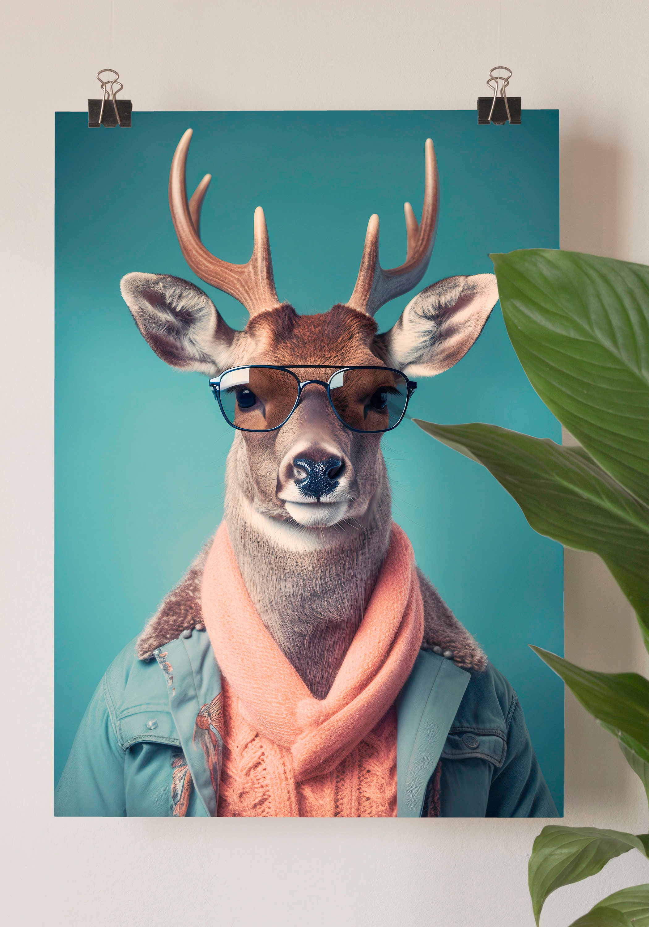 Digital Quirky Home Wall Art, Fashion Deer in Suit, Stylish Decor ...
