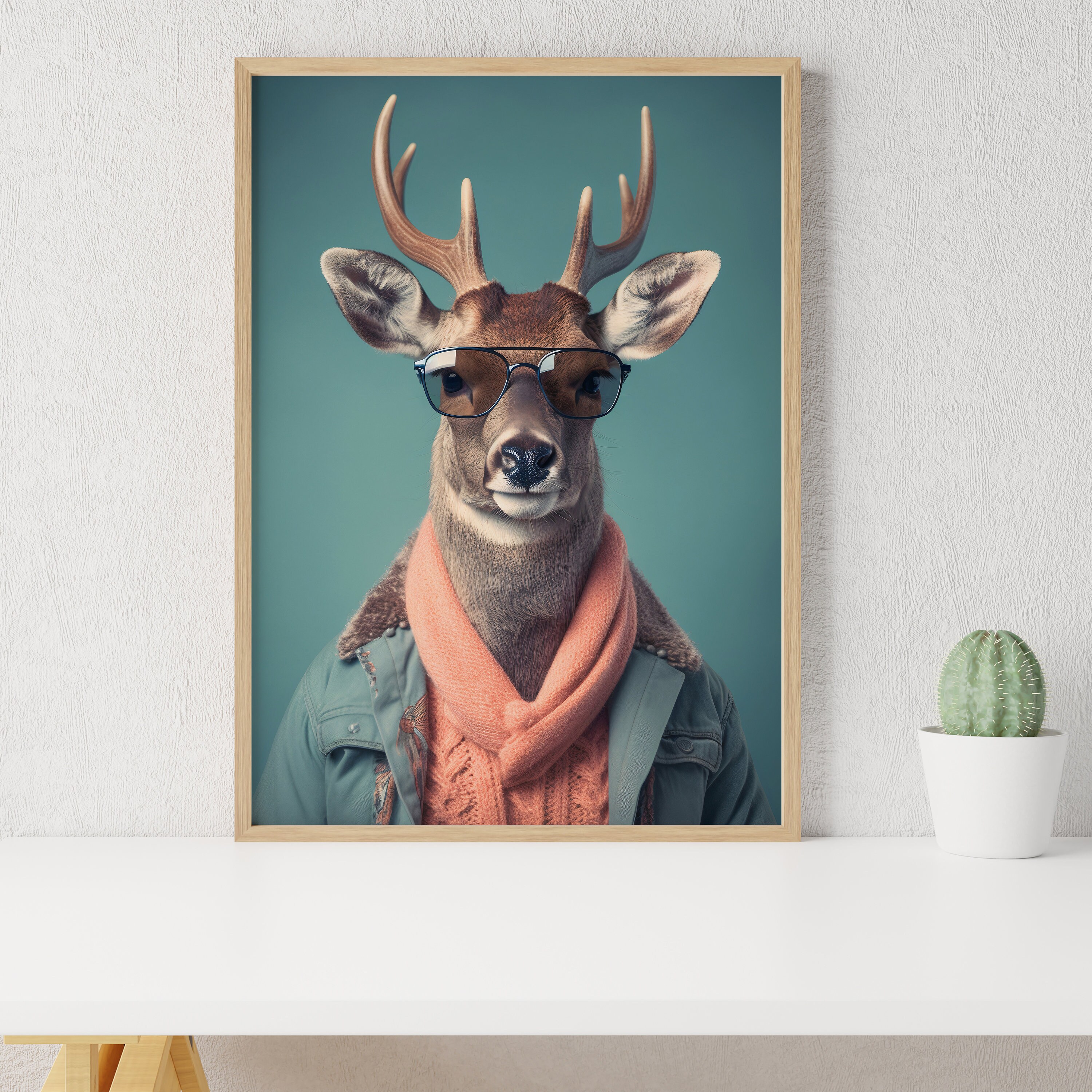 Digital Quirky Home Wall Art, Fashion Deer in Suit, Stylish Decor ...