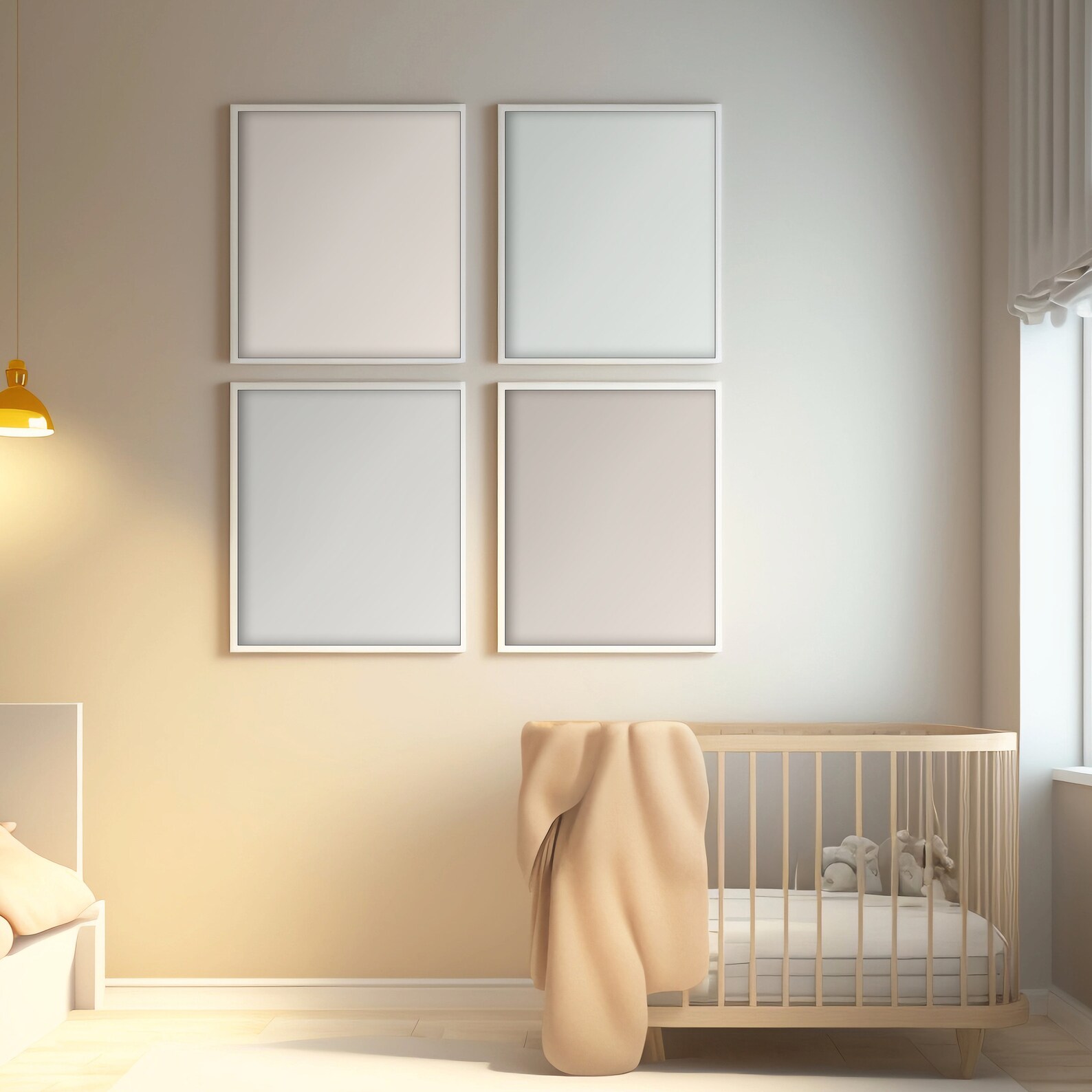 3 Mockup Bundle Frame for Nursery Decor, Four 4 Vertical Frame Set Wall ...