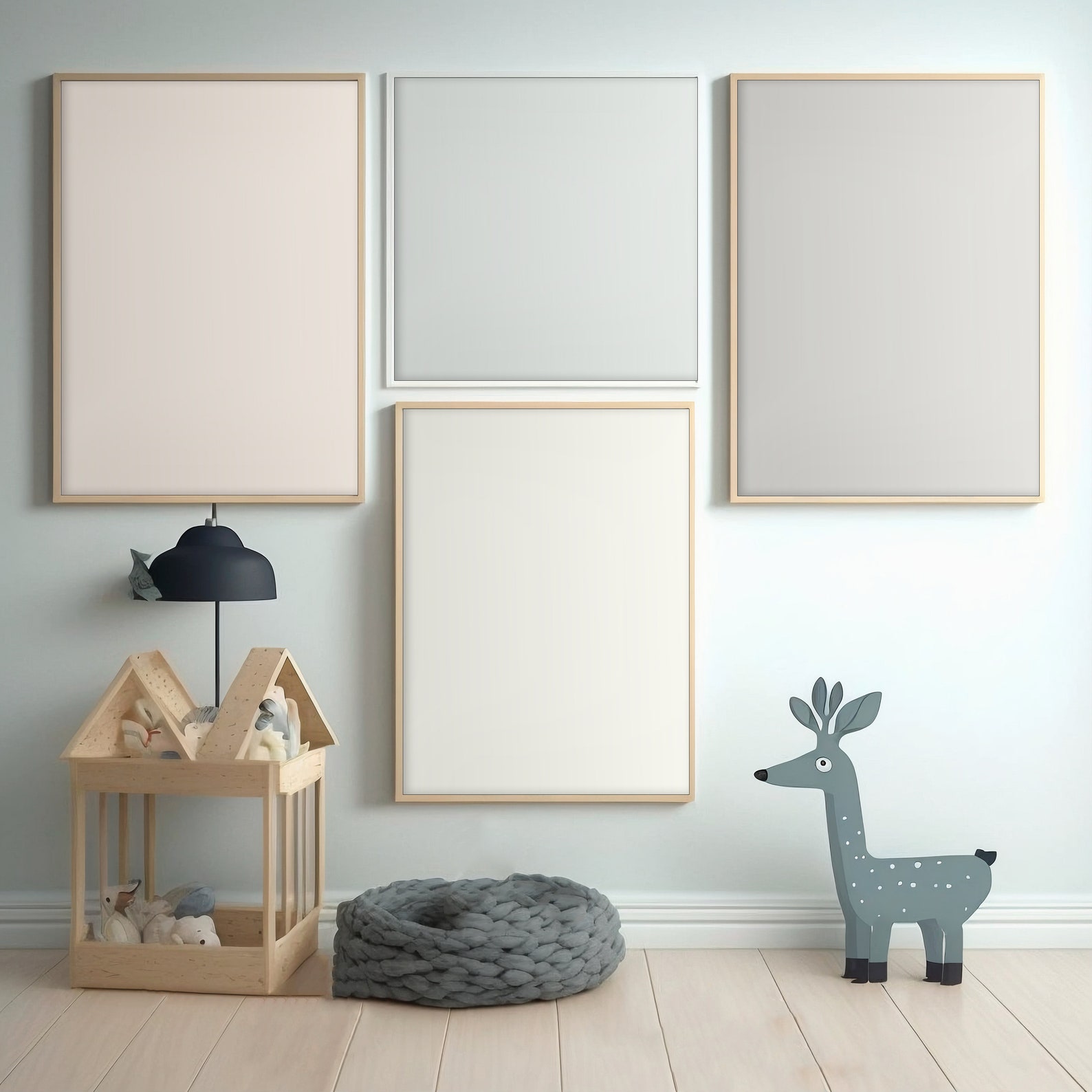 3 Mockup Bundle Frame for Nursery Decor, Four 4 Vertical Frame Set Wall ...