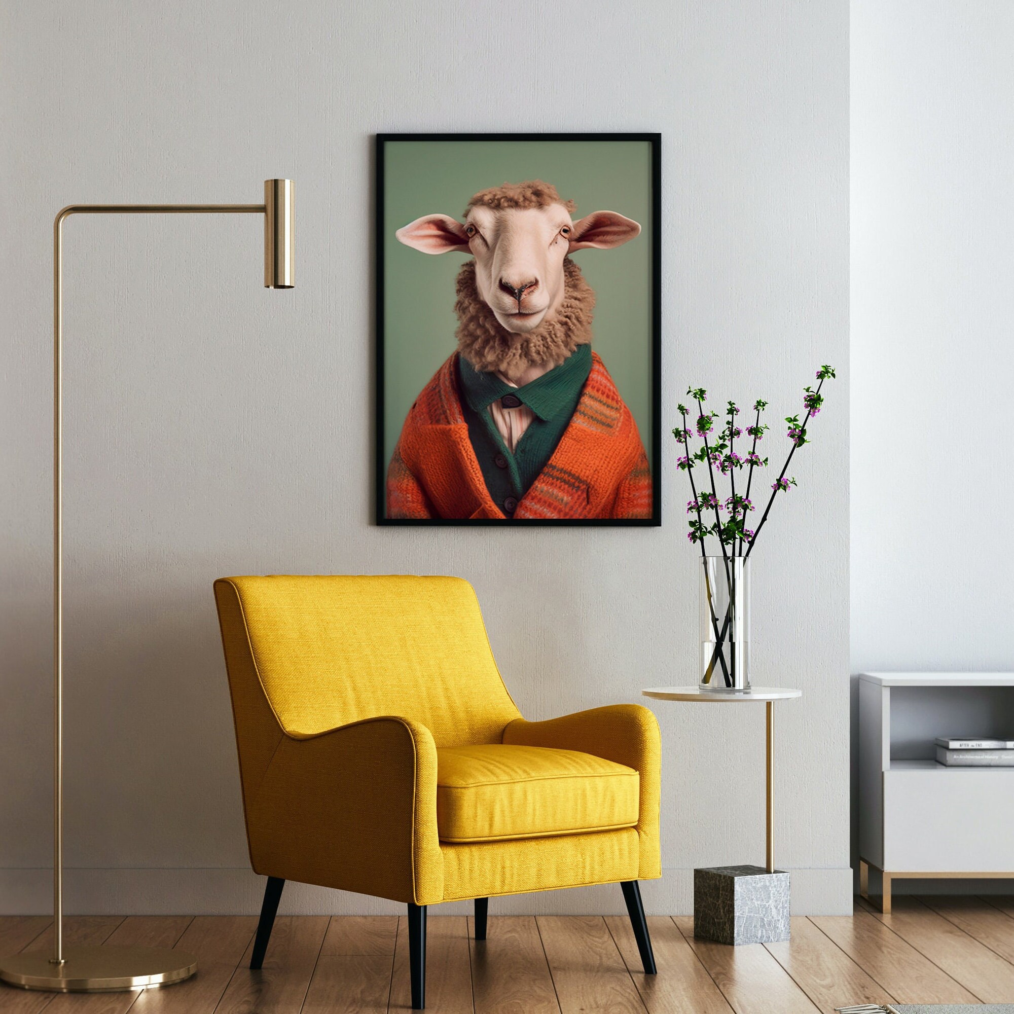 Digital Quirky Home Wall Art, Fashion Sheep in Suit, Stylish Decor ...