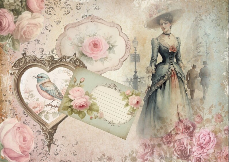Victorian Ladies Digital Paper, Collage, Tags, Digital Download - Etsy