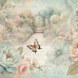 Shabby Florals Digital Papers, Shabby Chic Background Pages, Digital ...