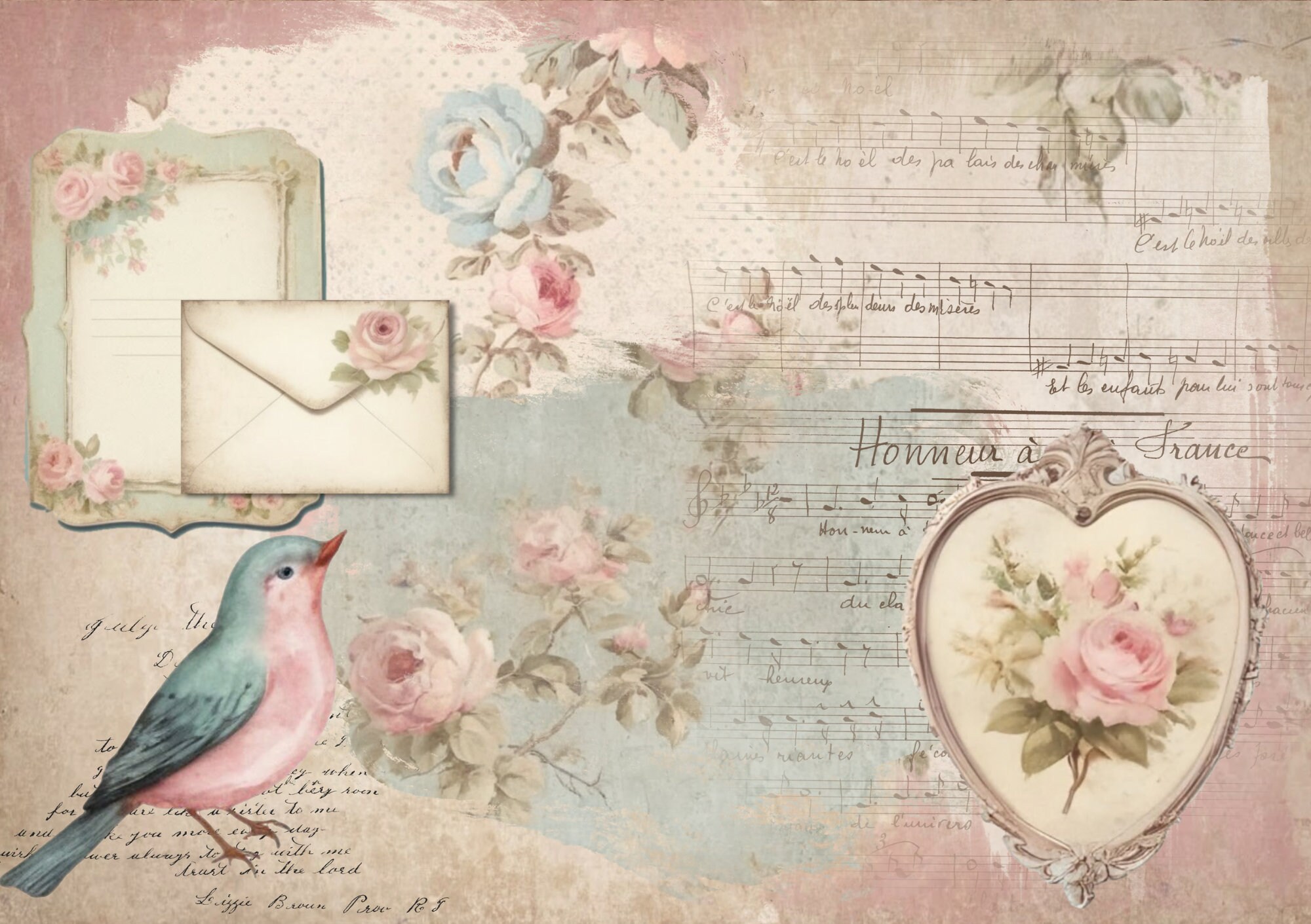 12 Page Shabby Pinks Background Papers, Digital Download, Junk Journal ...