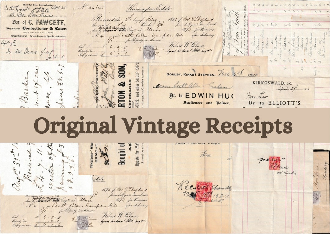 Original Vintage Receipts, Antique Receipts, Journaling, Ephemera ...