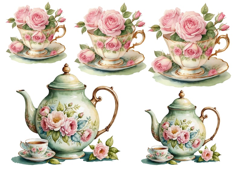 Afternoon Tea Embellishment Kit, Digital Download, Pockets, Journal ...