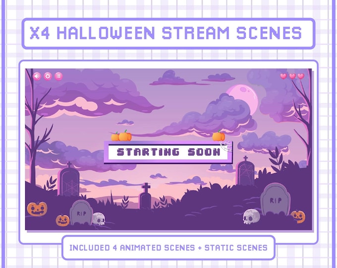 Animated Halloween Twitch Stream Overlay Twitch Cute Goth Package, Animated Twitch Scene, Twitch ...