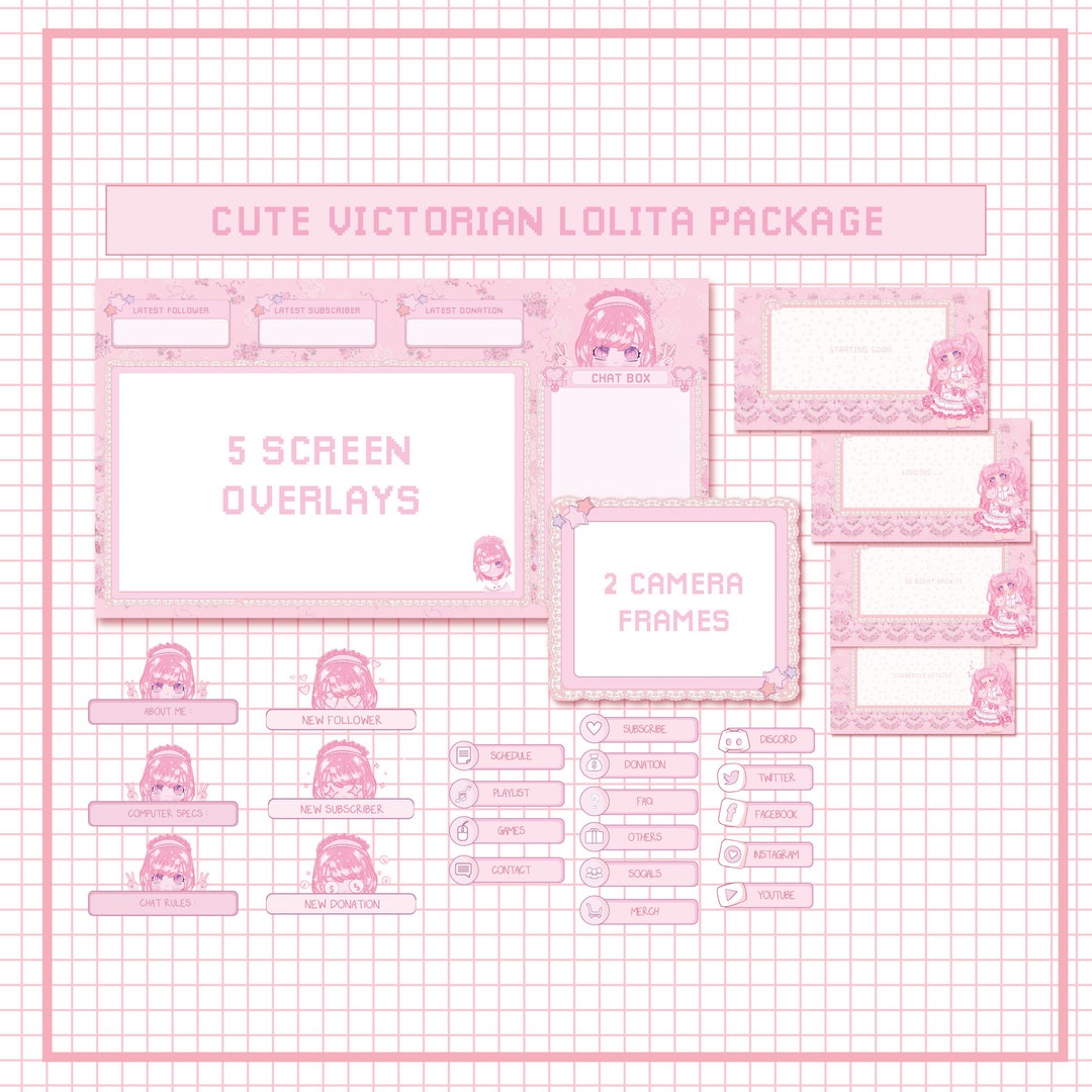 Animated Victorian Lolita Overlay, Twitch Stream Package, Lovely Goth ...