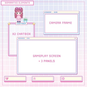 Animated Pixel Stream Overlay, Twitch Cute Package, Animated Overlay ...