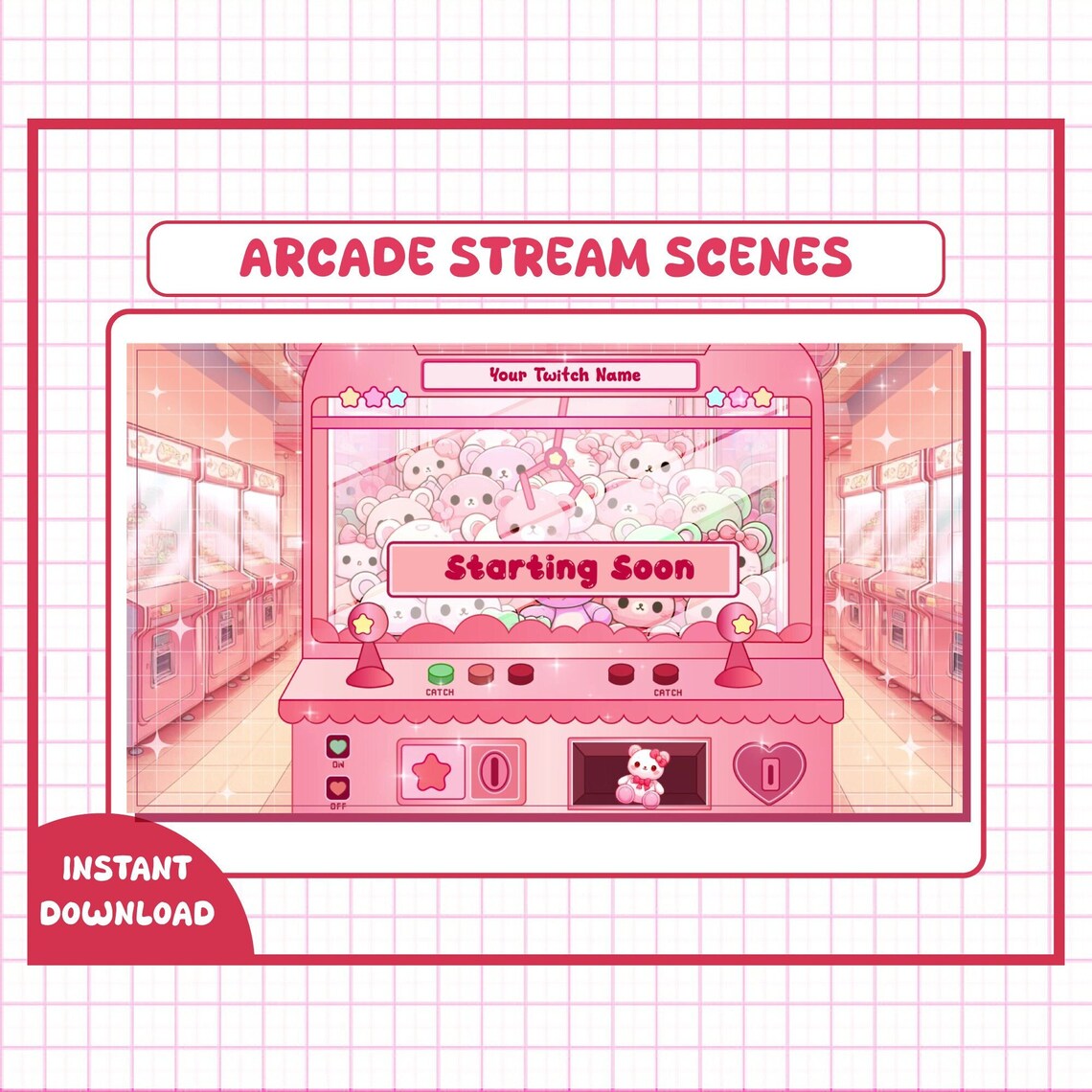 5X Arcade Strawberry Stream Screens / Animated Arcade Aesthetic Twitch ...