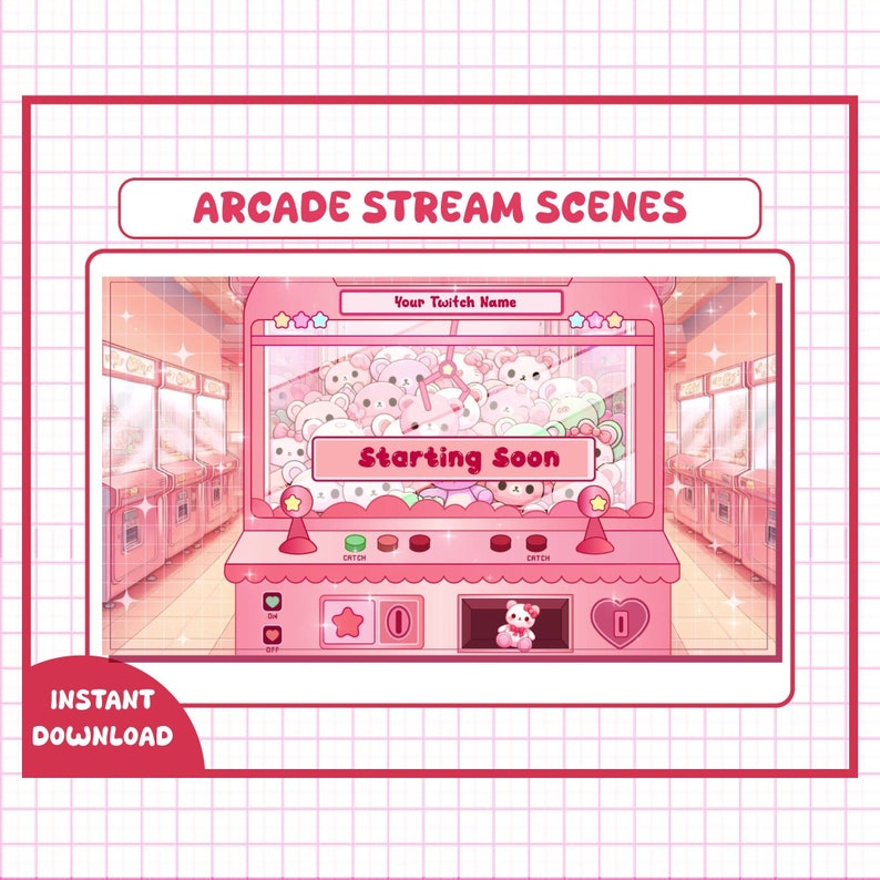 5X Arcade Strawberry Stream Screens / Animated Arcade Aesthetic Twitch ...