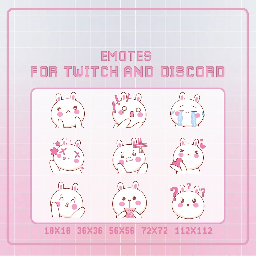 Kawaii Cat Emotes, Emote Stream Package, Pastel Pink Cat, Lovely Cute ...