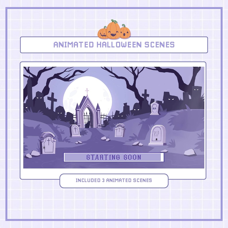 Animated Halloween Gothic Scenes Stream Overlay , Animated Twitch Scene ...