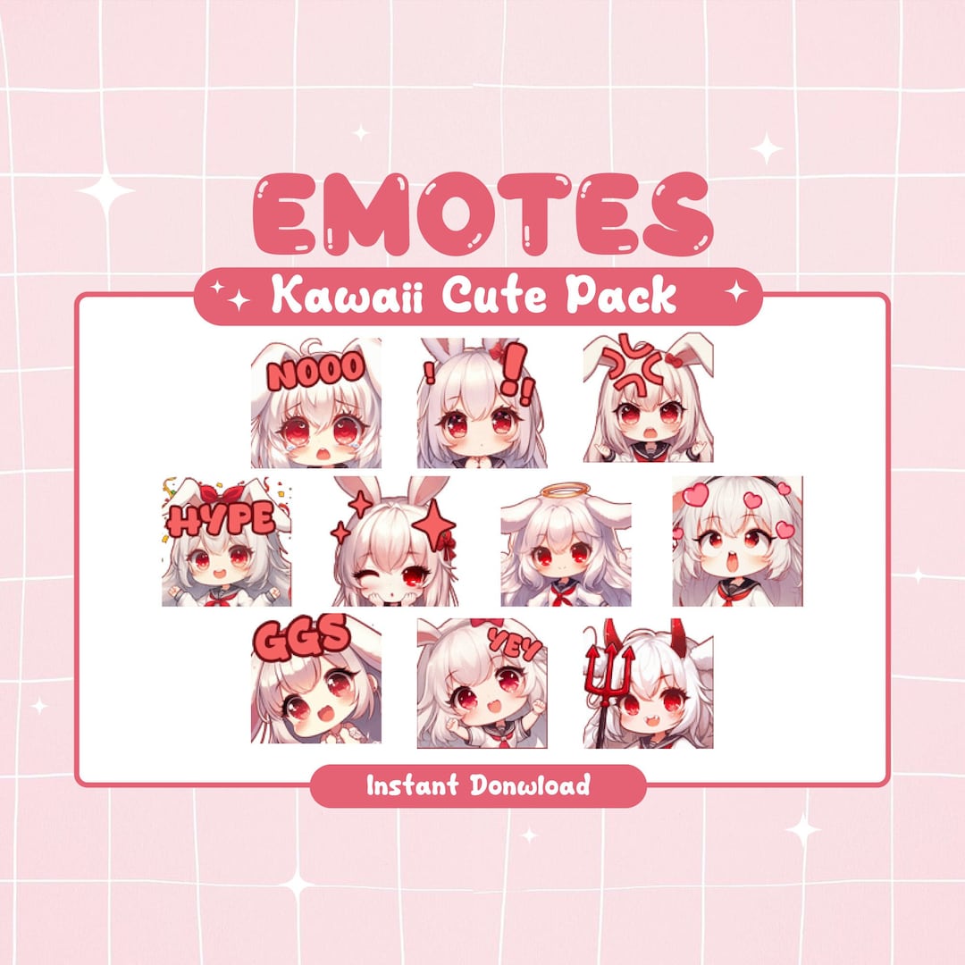 X10 Kawaii Chibi Pack Twitch Emotes / Cute Chibi Girl Emote Twitch ...