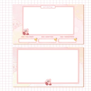 Animated Kirby Stream Overlay, Twitch Aesthetic Kirby Overlay Package ...