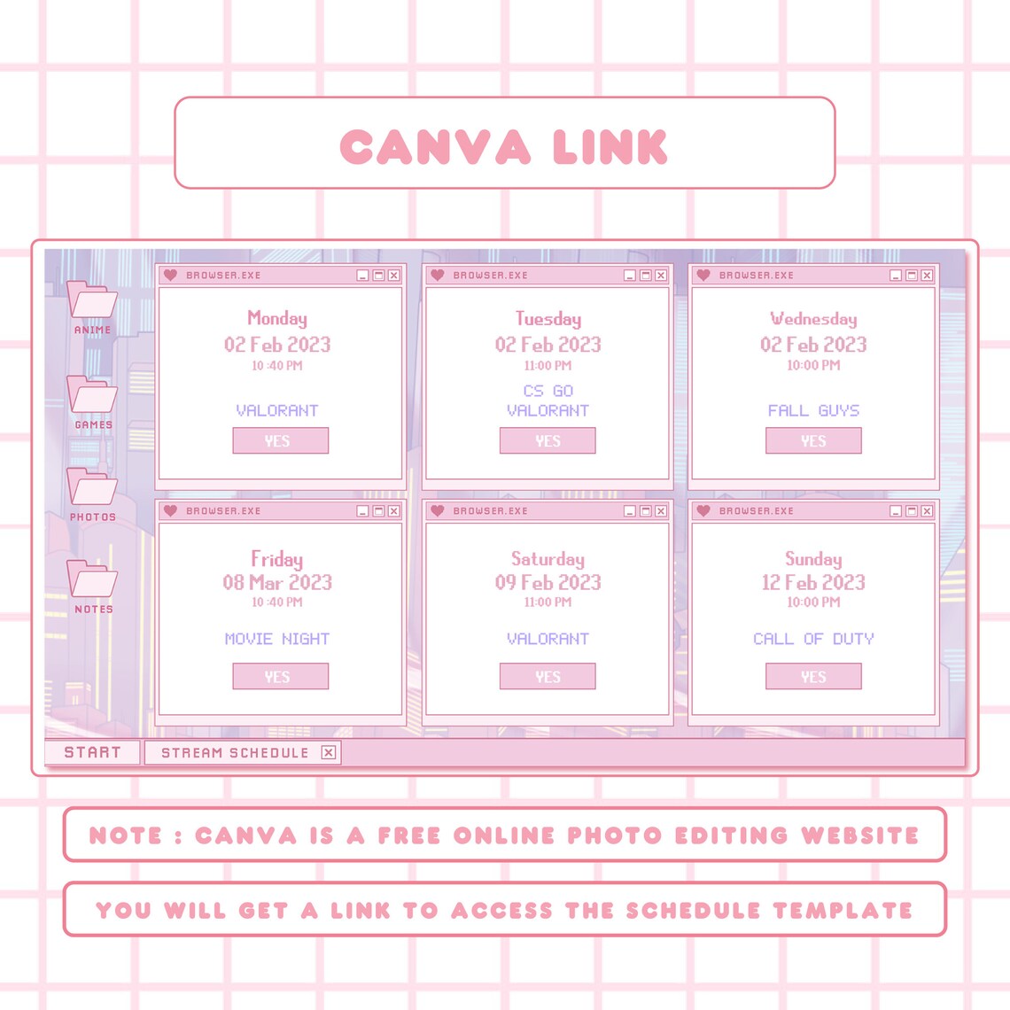 Cute Schedule Twitch Stream , Pastel Template Win 95 Retro Schedule ...