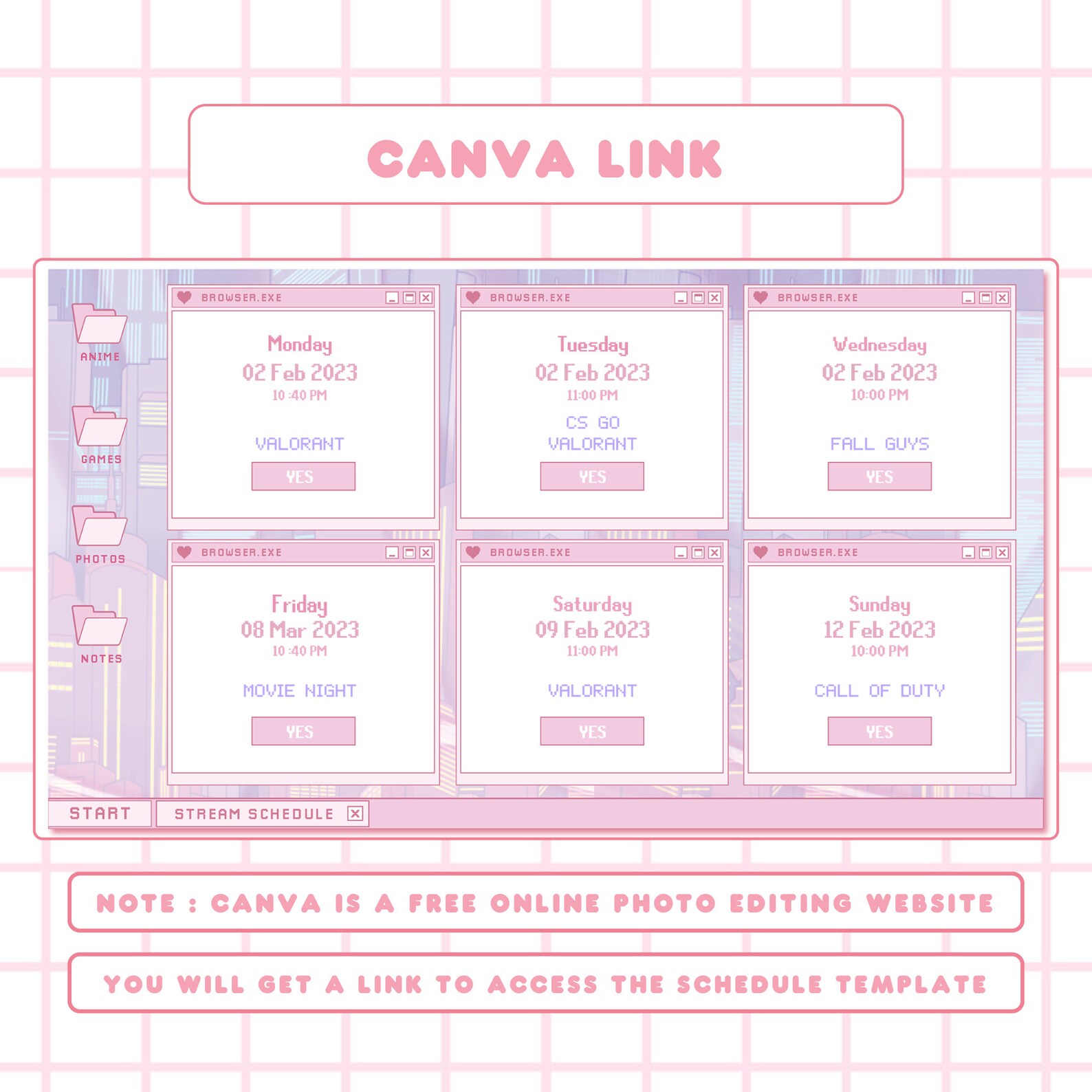 Cute Schedule Twitch Stream , Pastel Template Win 95 Retro Schedule ...