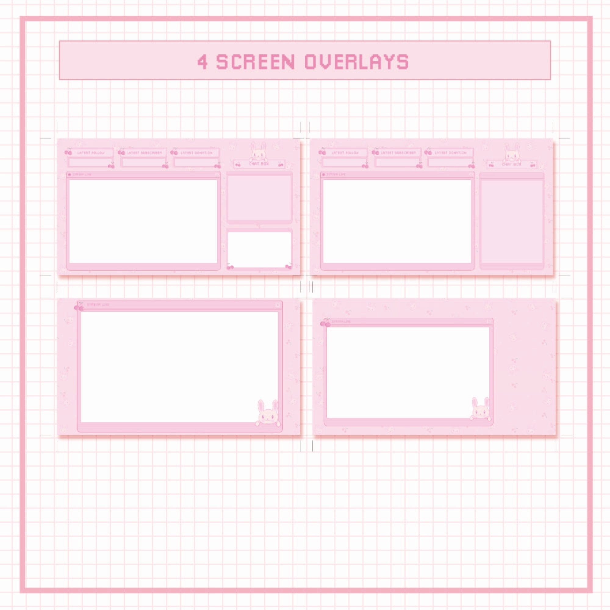 Animated Browser Stream Overlay, Cherry Twitch Overlay Package, Lovely ...